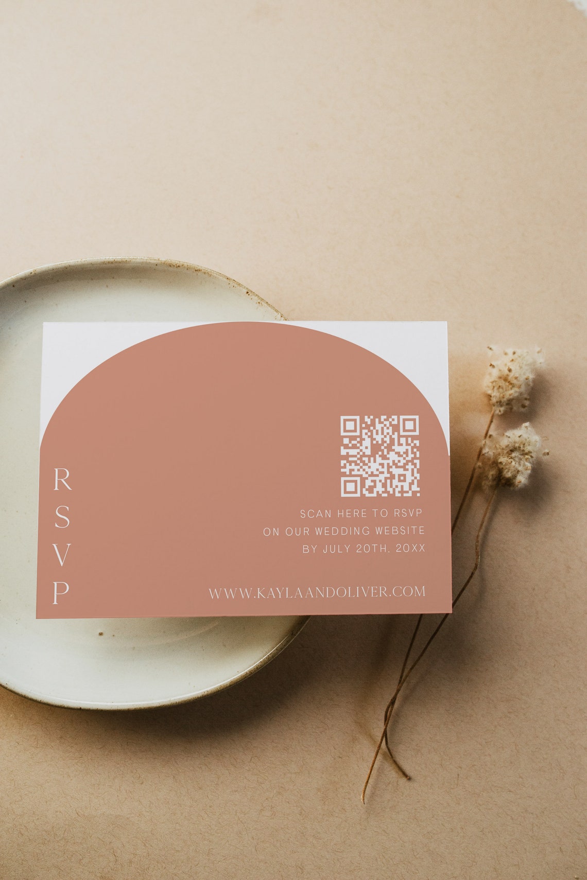 KAYLA Terracotta Wedding QR Code Reply Cards Rsvp Online | Etsy UK