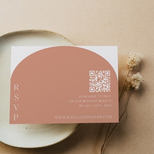 KAYLA Terracotta Wedding QR Code Reply Cards, Rsvp Online, Rsvp Qr Code ...
