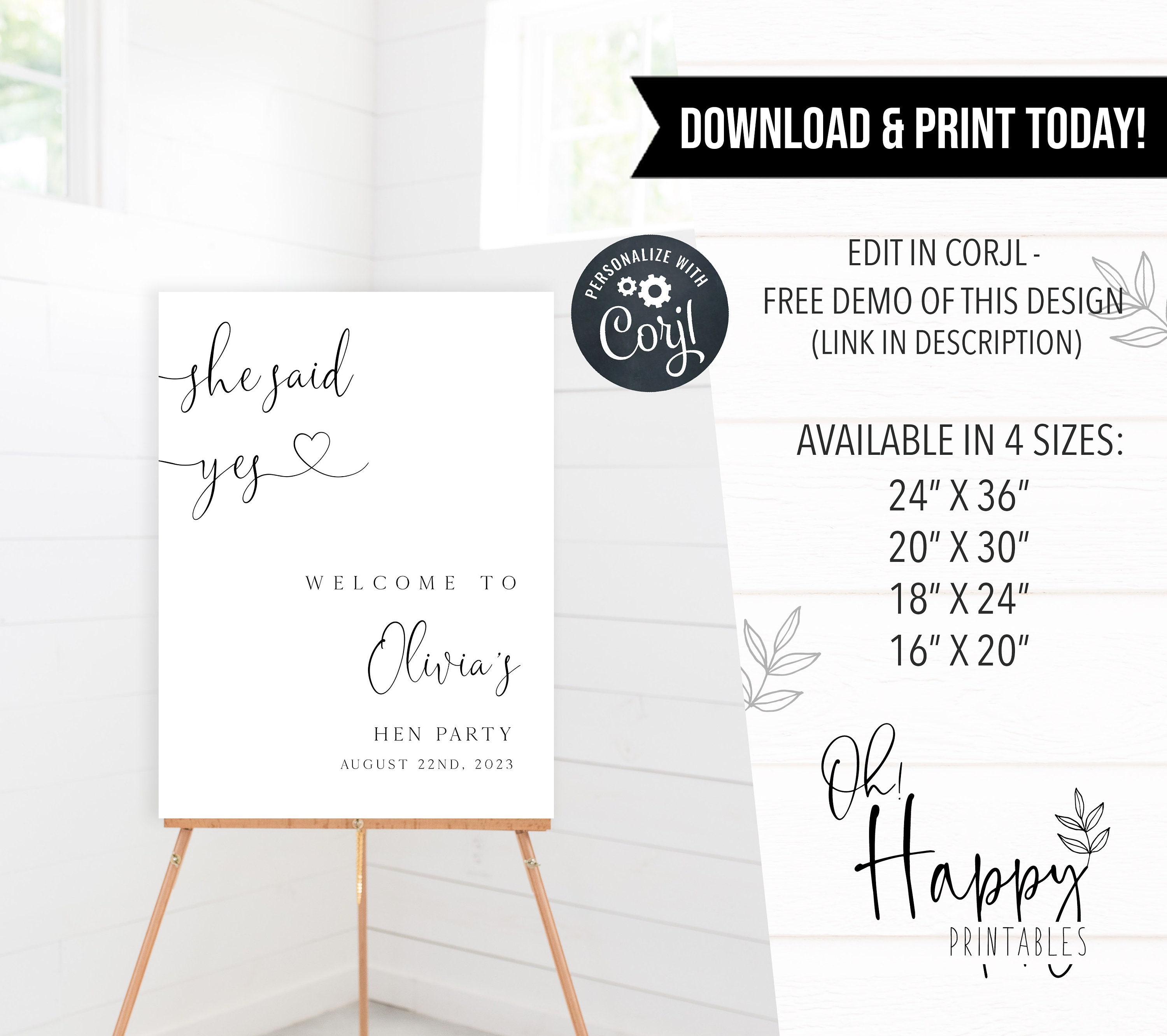 MINIMALIST Hen Party Welcome Sign Hen Party Welcome Board - Etsy