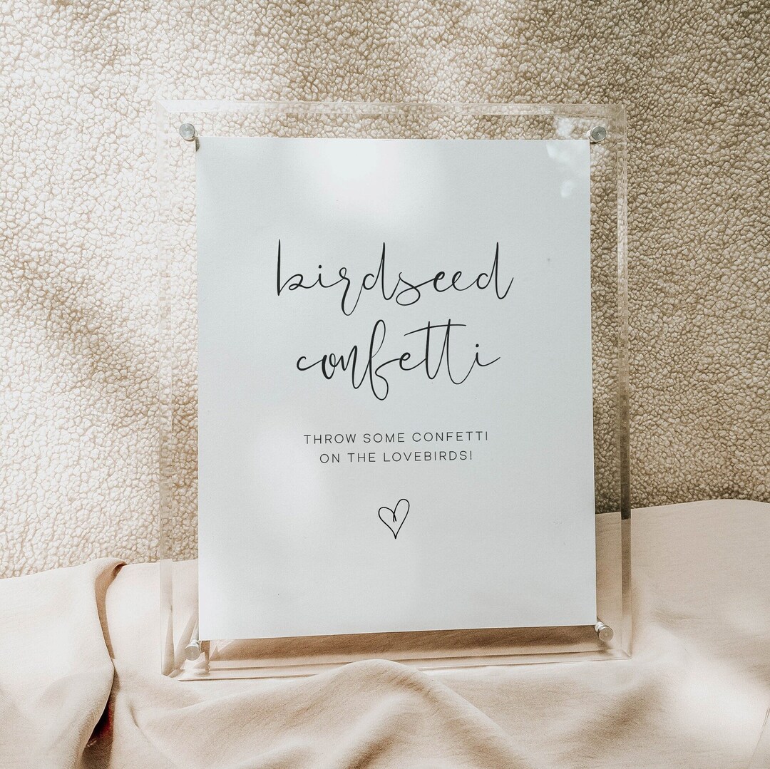 Minimalist Birdseed Confetti Sign Editable Template, Confetti Sign ...