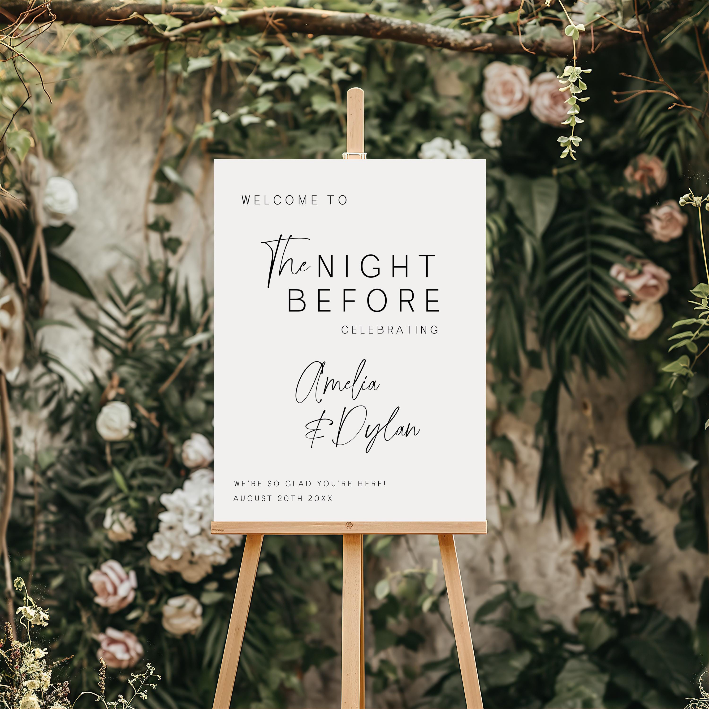 Editable the Night Before Welcome Sign, Editable Welcome Sign Template ...