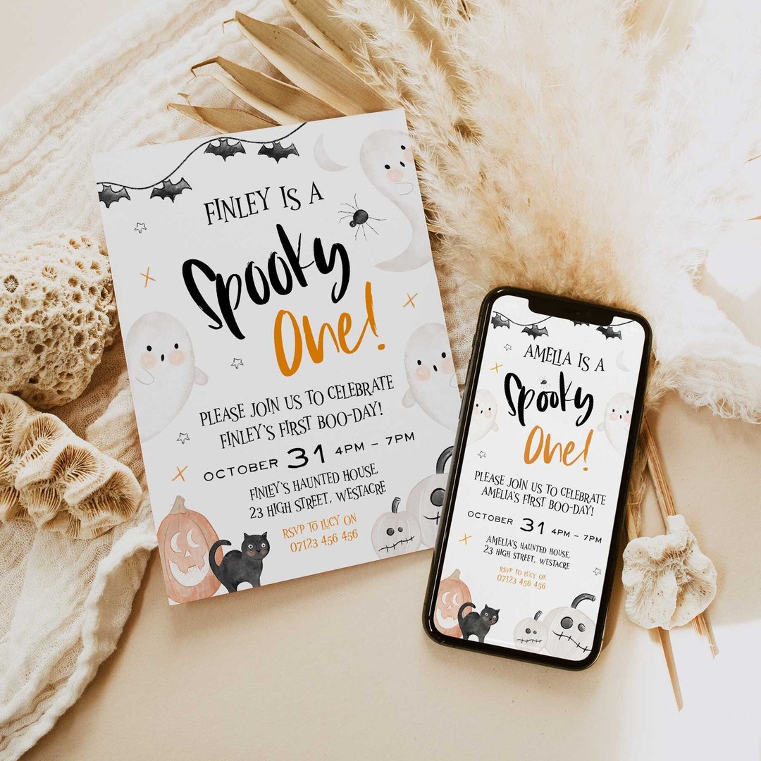 Spooky One Birthday Invitation Set, 1st Birthday Invite, Halloween ...