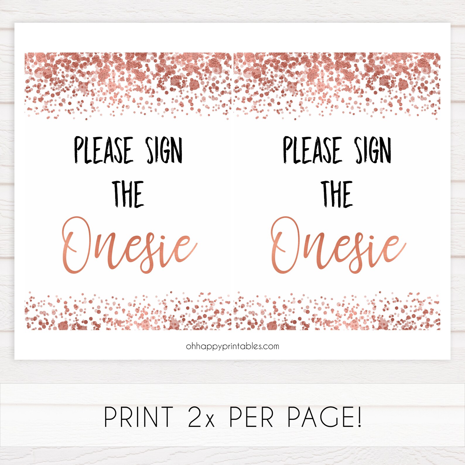 Please Sign the Onesie Sign Printable Baby Shower Games Rose - Etsy