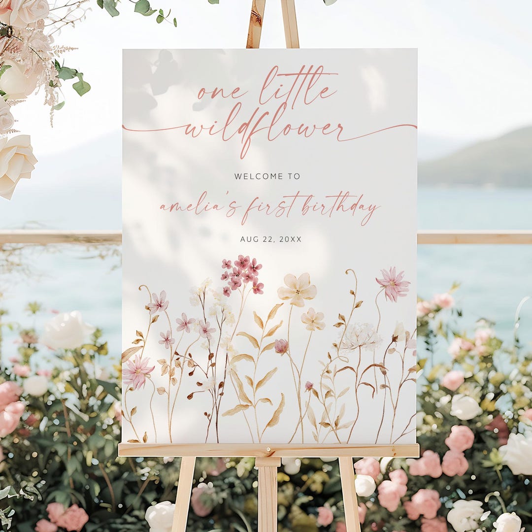 One Little Wildflower 1st Birthday Welcome Sign, Boho Little Wildflower ...