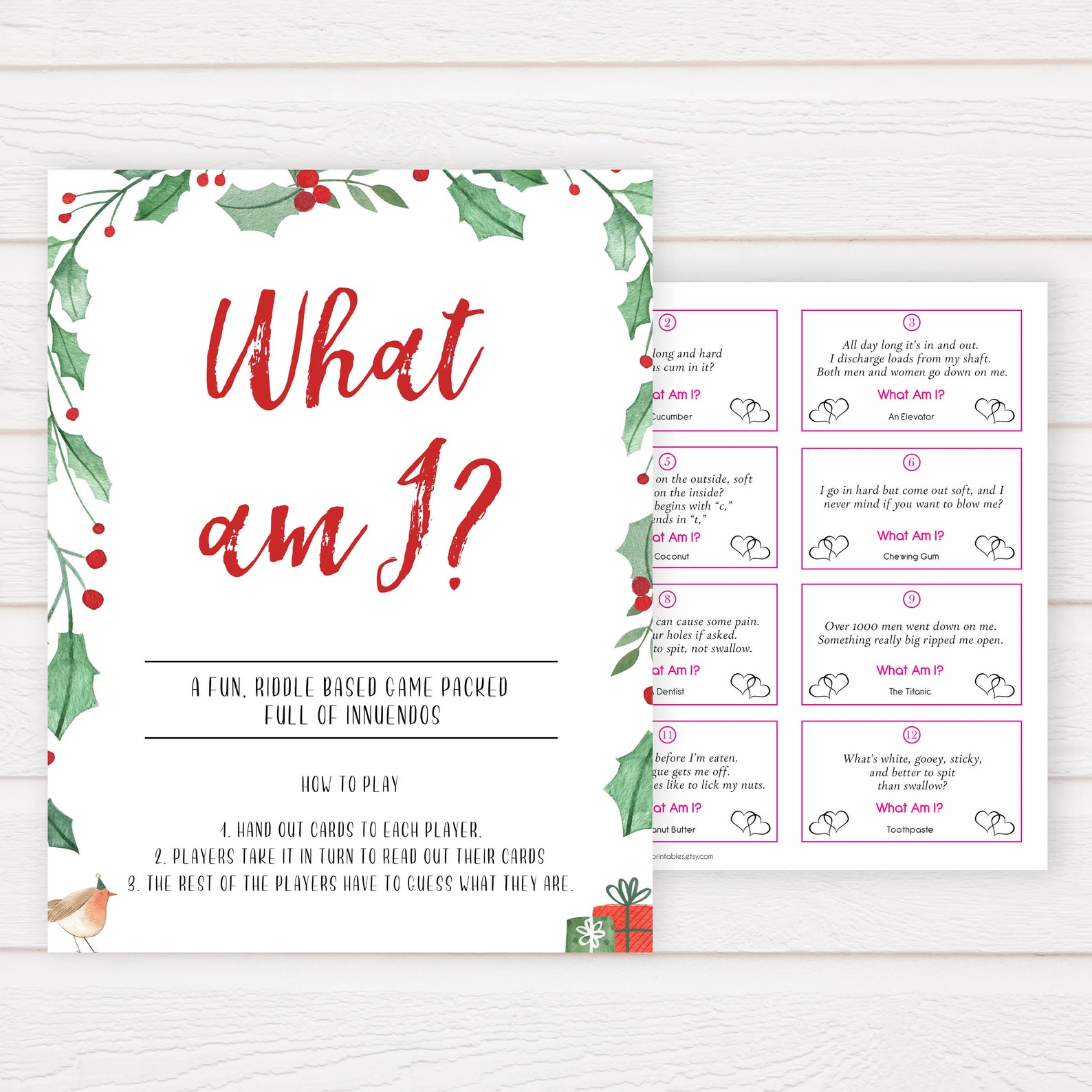 Christmas 24 What Am I Innuendo Baby Shower Games Innuendo - Etsy