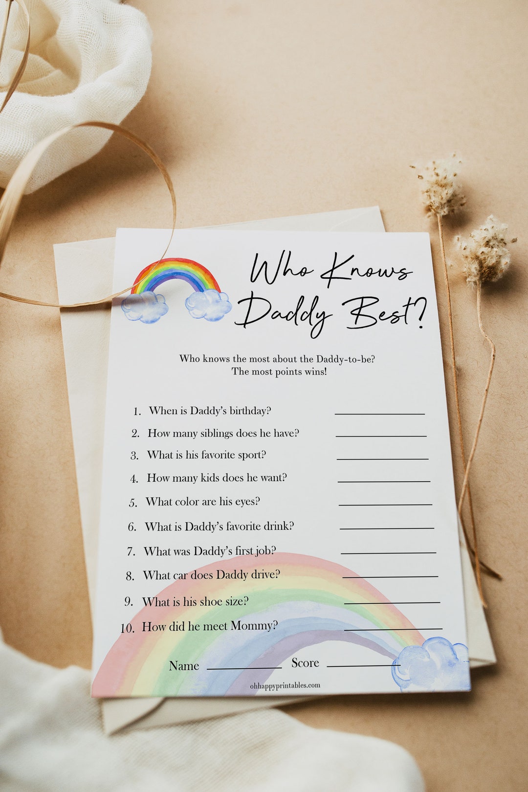 EDITABLE Who Knows Daddy Best Game Printable Baby Shower - Etsy
