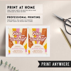 WOODSTOCK Retro Hen Party Invitation Template, Hen Weekend Invite, Hen ...