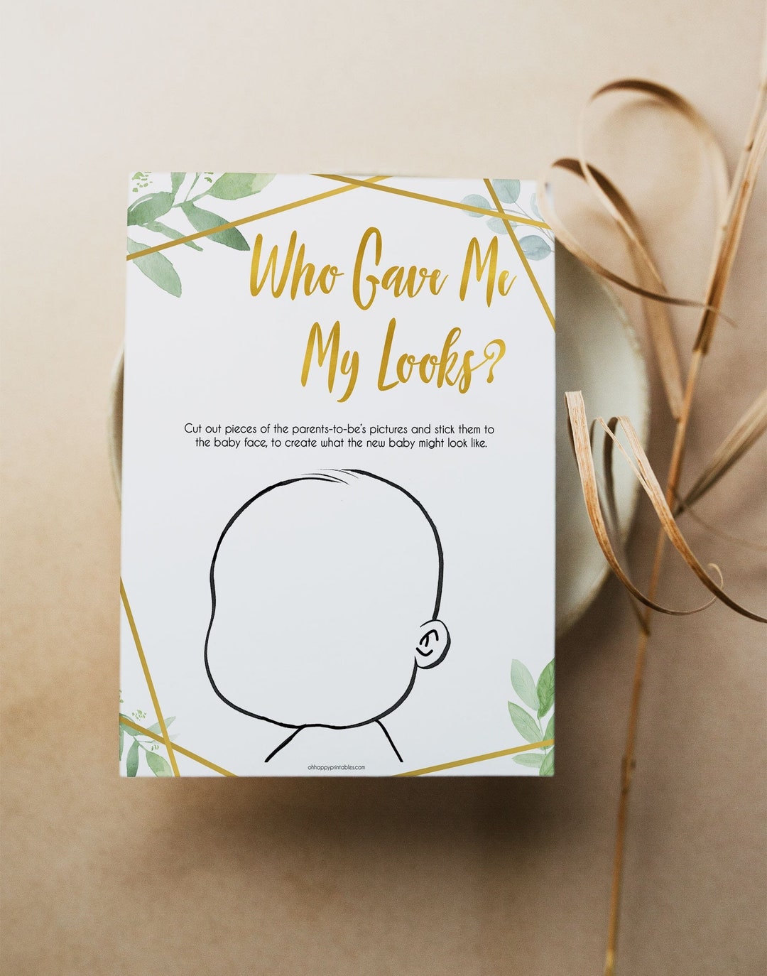 Gold Geometric Baby Face Game, What Will Baby Look Like, Printable Baby ...