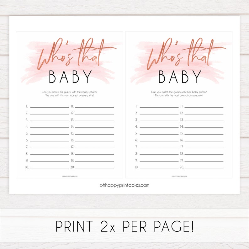 Whos That Baby Game Printable Baby Shower Games Pink | Etsy