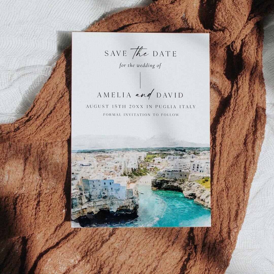 Puglia Destination Save the Date Template, Travel Save the Date Canva ...