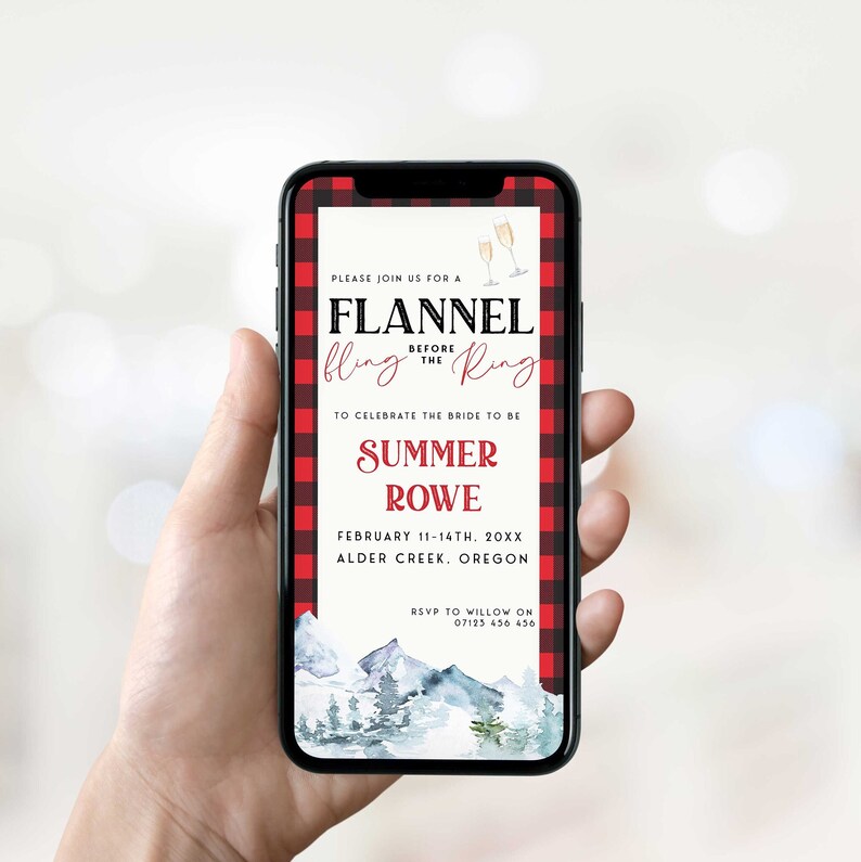 FLANNEL Digital Bachelorette Party Invite Set, Flannel Fling Before the ...