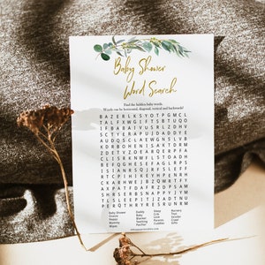 Floral Baby Shower, Baby Shower Word Search Game, Printable Baby Shower ...