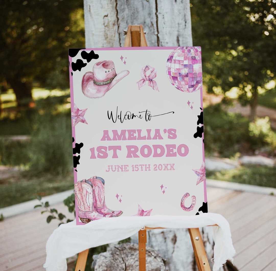 My First Rodeo Disco Birthday Welcome Sign Template, Cowgirl Welcome ...