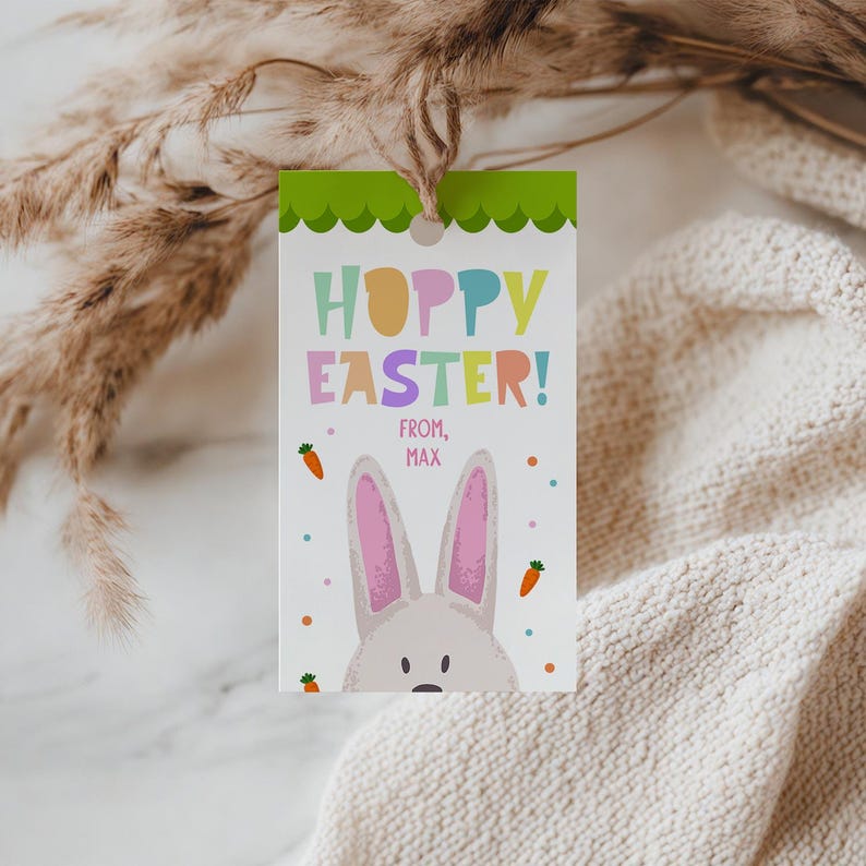 Easter Hunt Favor Tags Editable Fun Bunny Easter Egg Hunt Party Tag ...