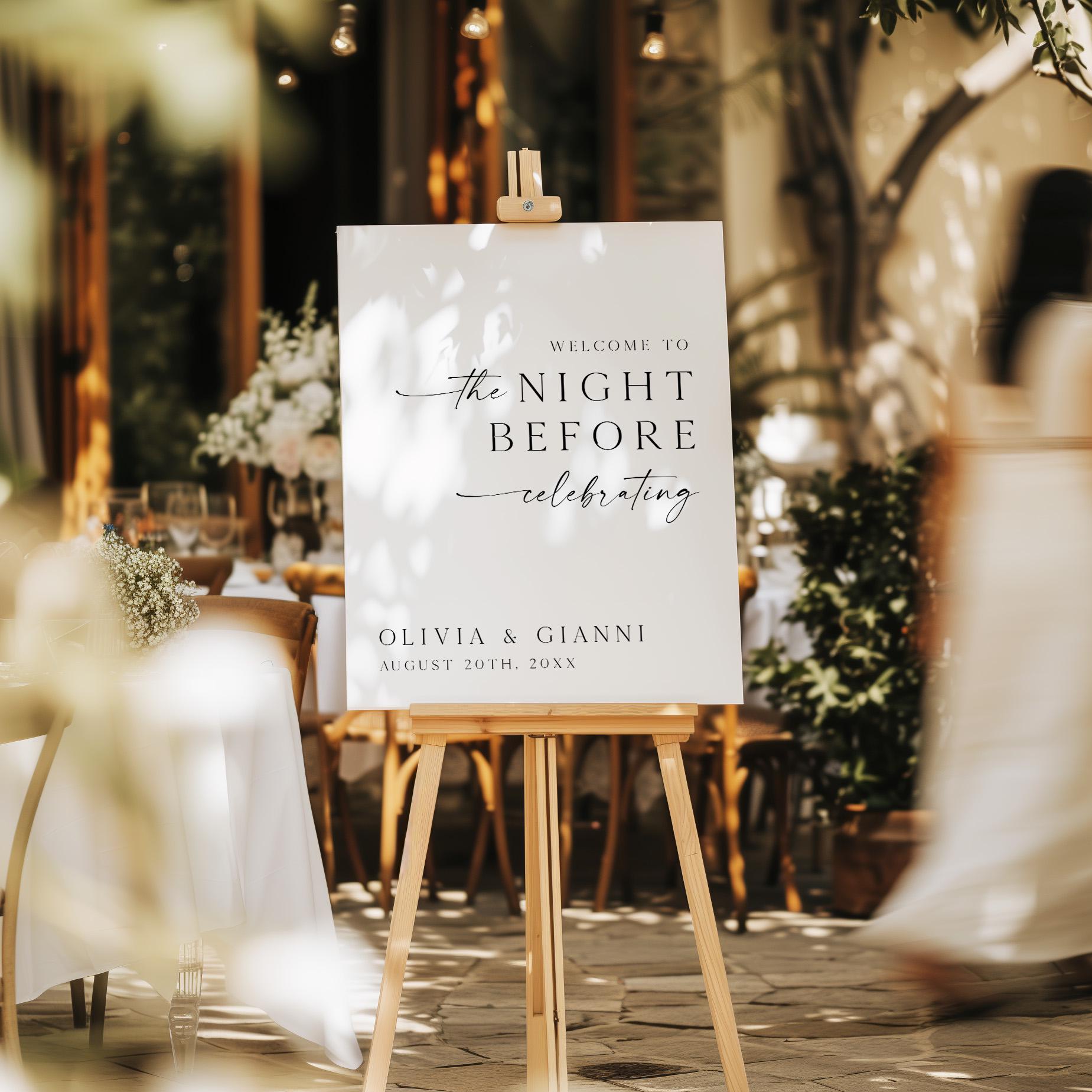 PRINTED + SHIPPED the Night Before Welcome Sign, Wedding Rehearsal ...