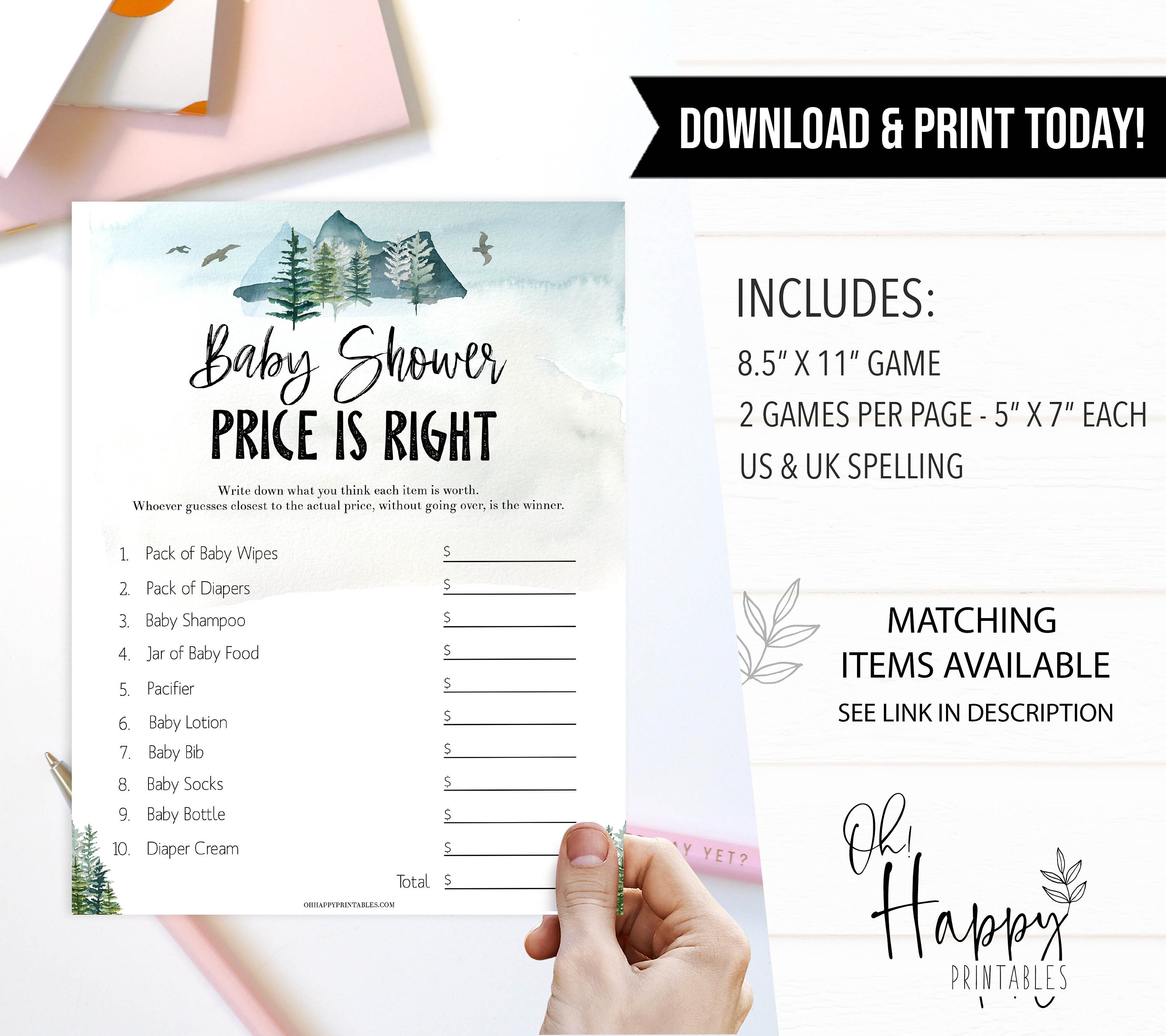 EDITABLE Price is Right Baby Shower Game Printable Baby | Etsy