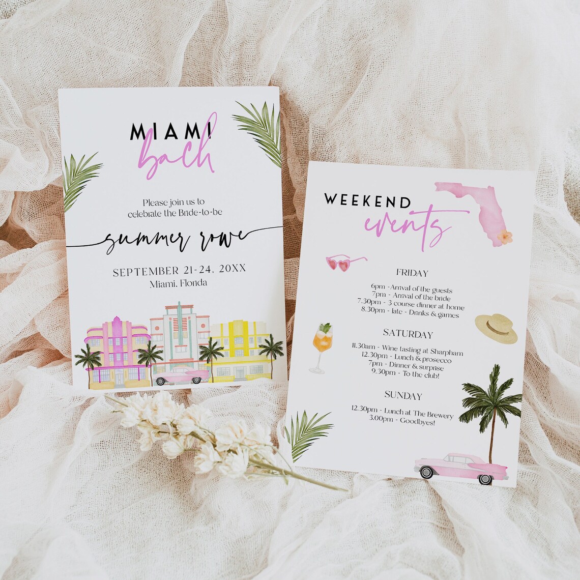 MIAMI Bachelorette Party Invitation Editable Download Miami - Etsy