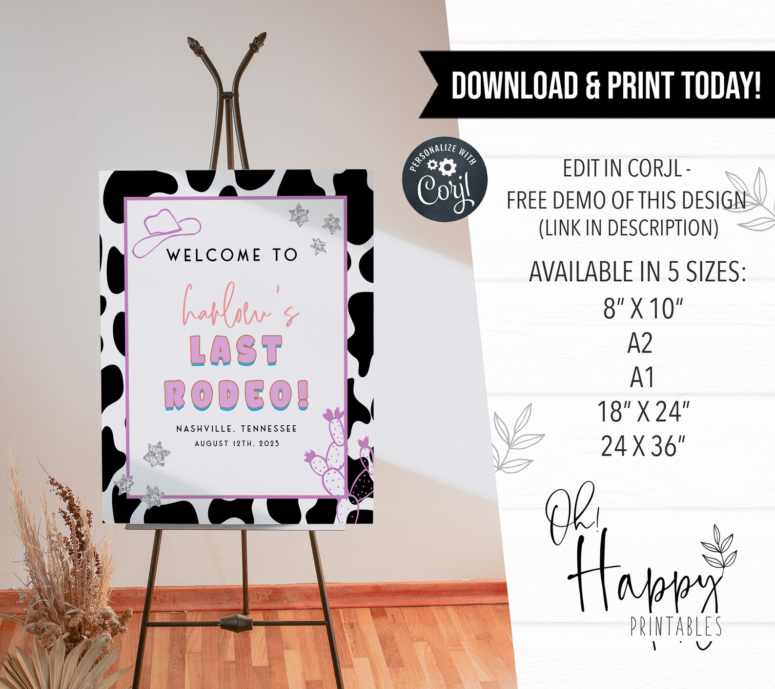 SPACE COWGIRL Bachelorette Party Welcome Sign Last Rodeo - Etsy