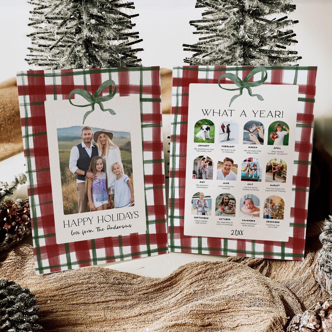 Plaid Holiday Photo Card Template Year in Review Photo Christmas Card ...