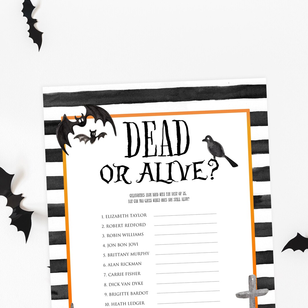 Halloween Game, Dead or Alive, Dead or Alive Printable Game, Halloween ...