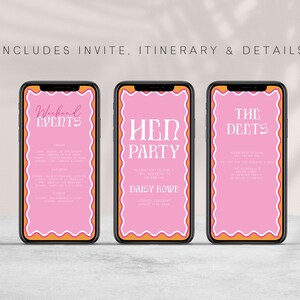DAISY Pink Hen Party Invitation + Itinerary, Hen Weekend Invite, Pink ...