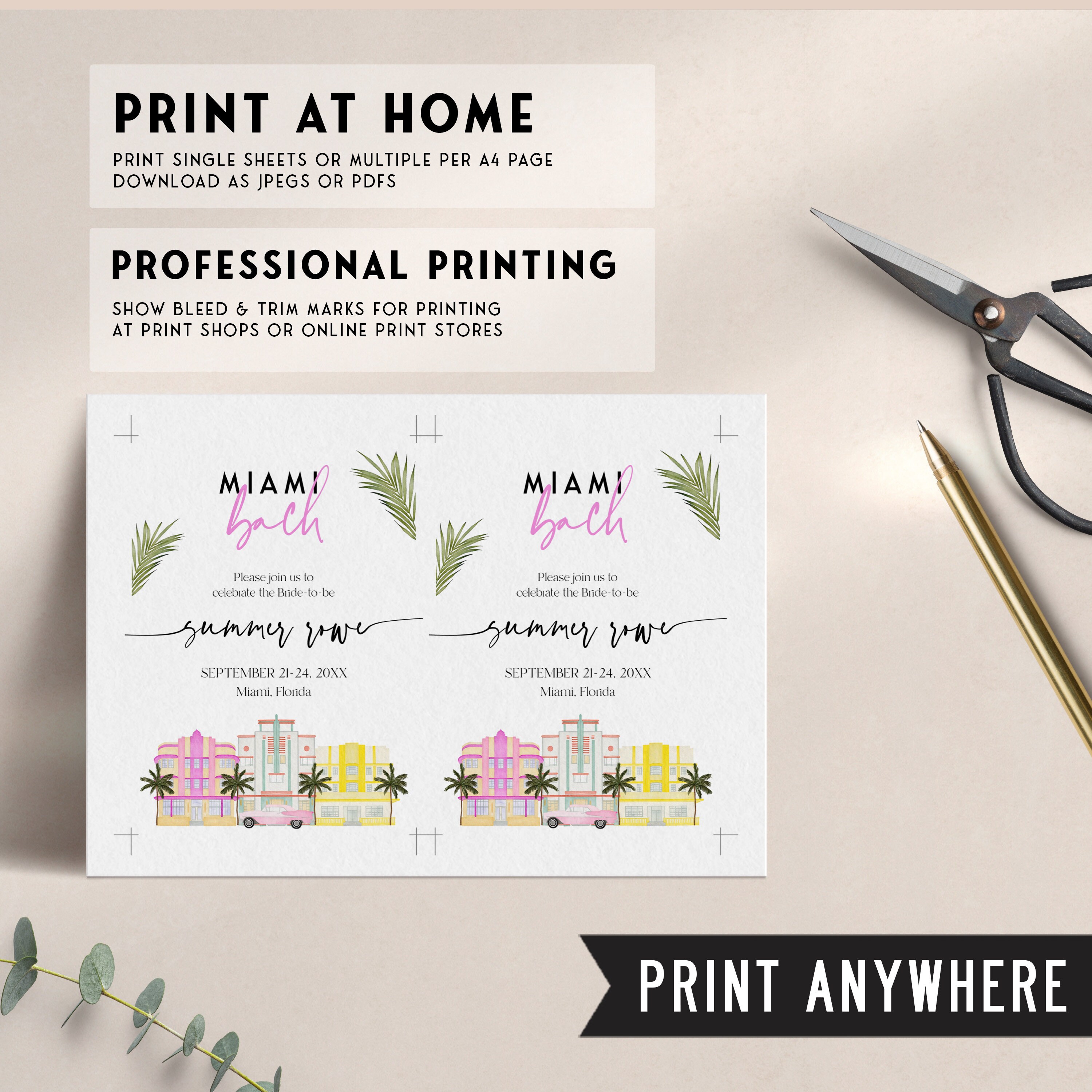 MIAMI Bachelorette Party Invitation Editable Download Miami - Etsy