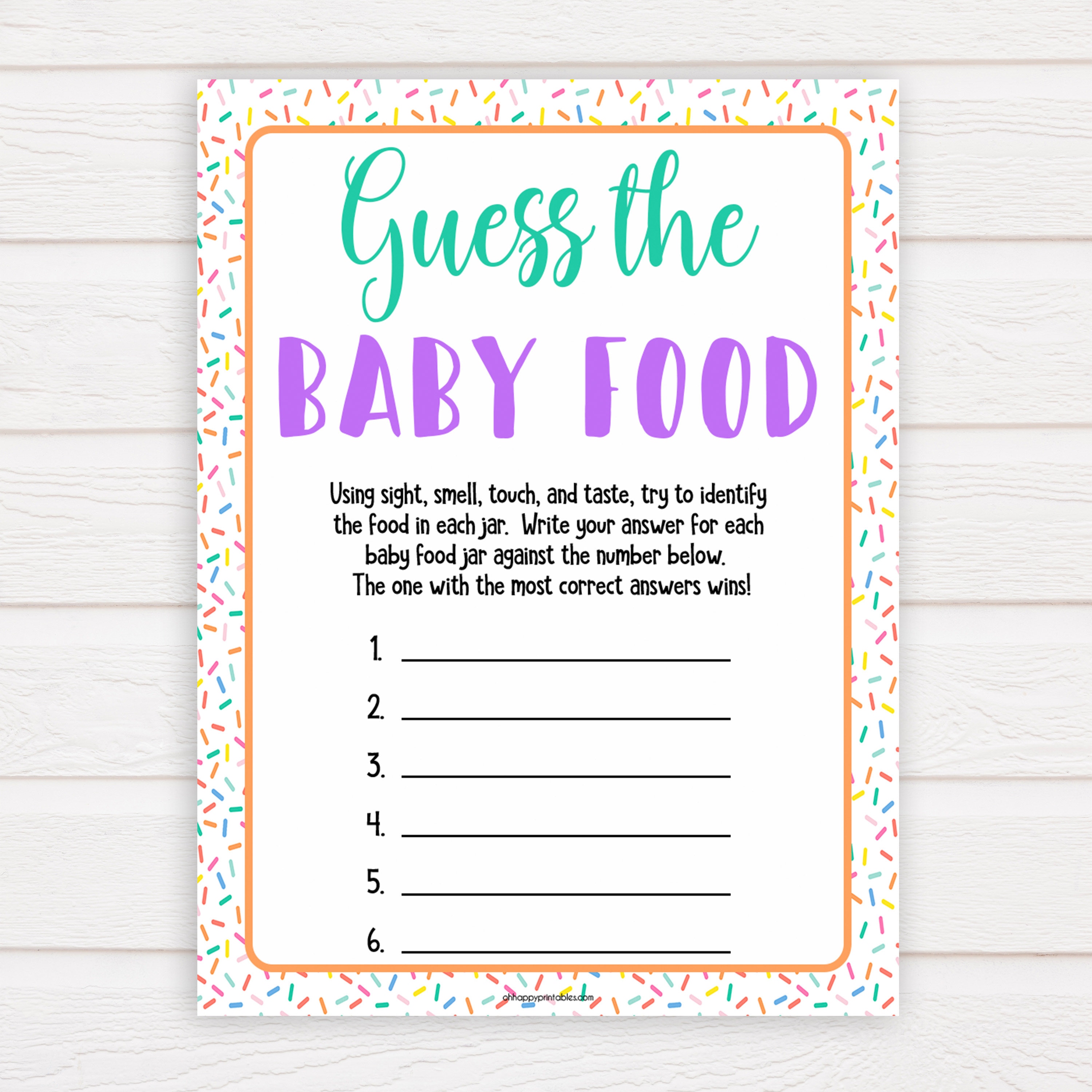 Guess The Baby Food Game Printable Baby Shower Games Baby | Etsy