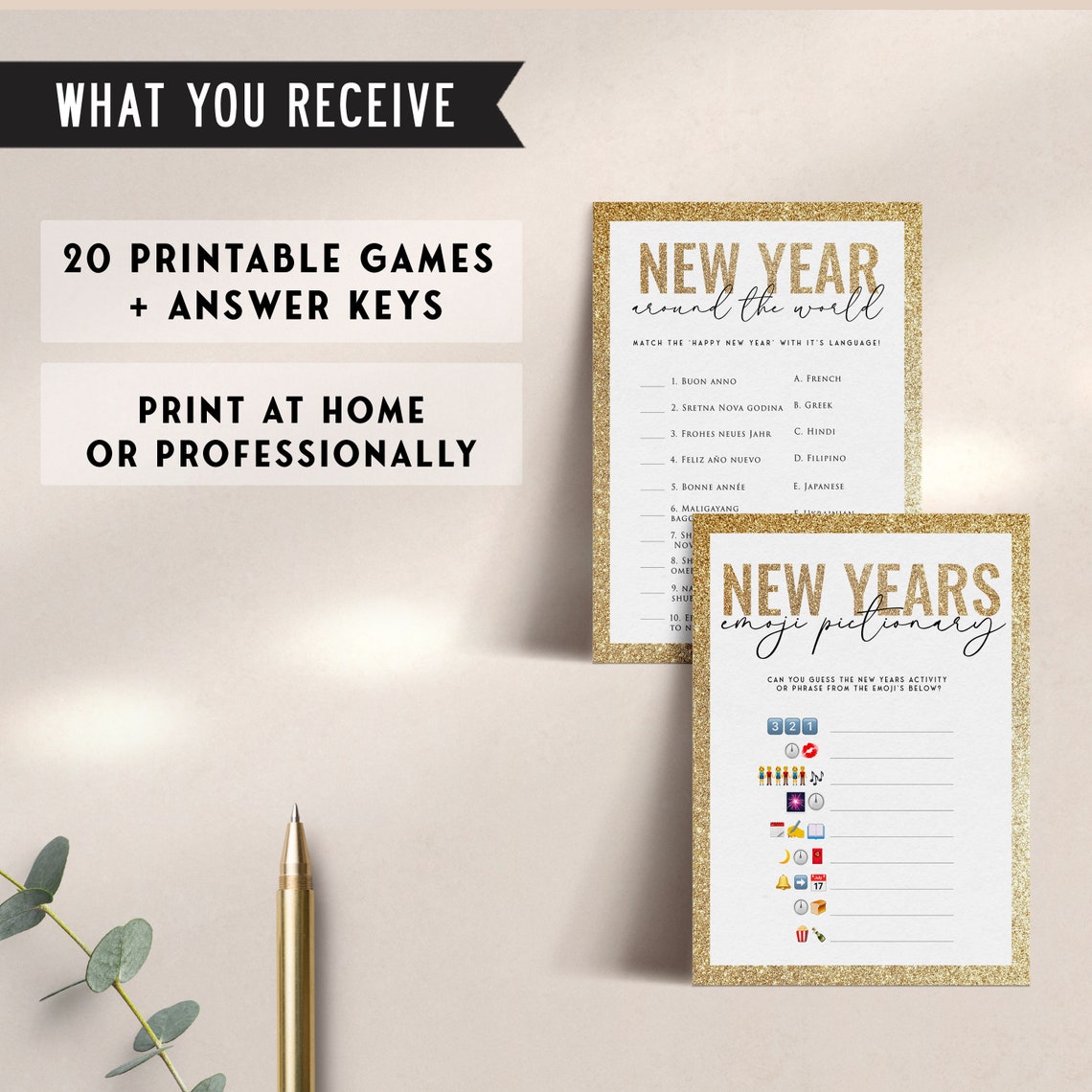 20 New Years Game Bundle Printable Family Games Virtual - Etsy