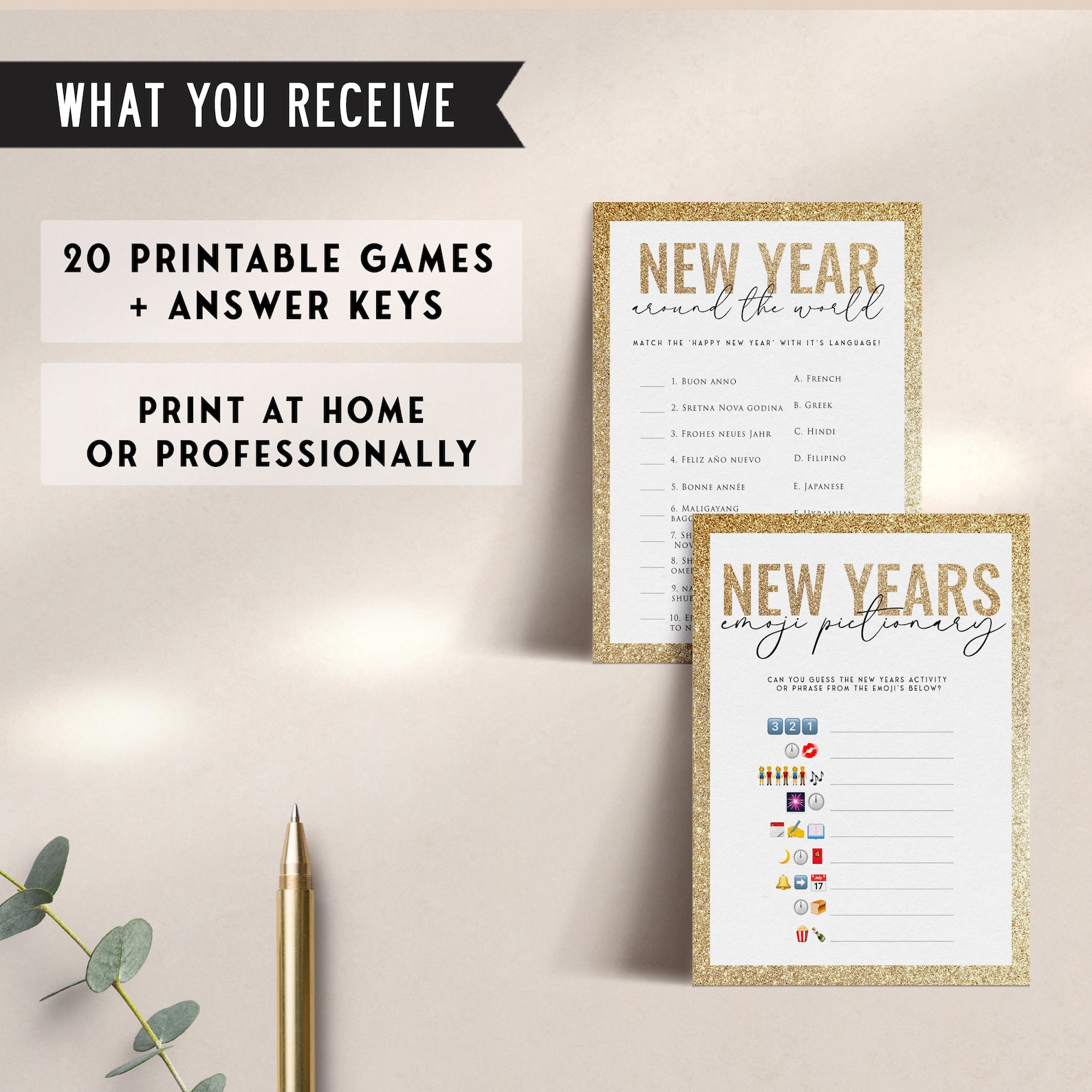 20 New Years Game Bundle Printable Family Games Virtual - Etsy