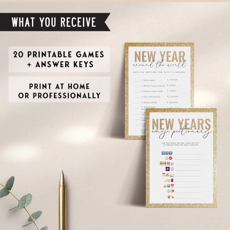 20 New Years Game Bundle Printable Family Games Virtual - Etsy