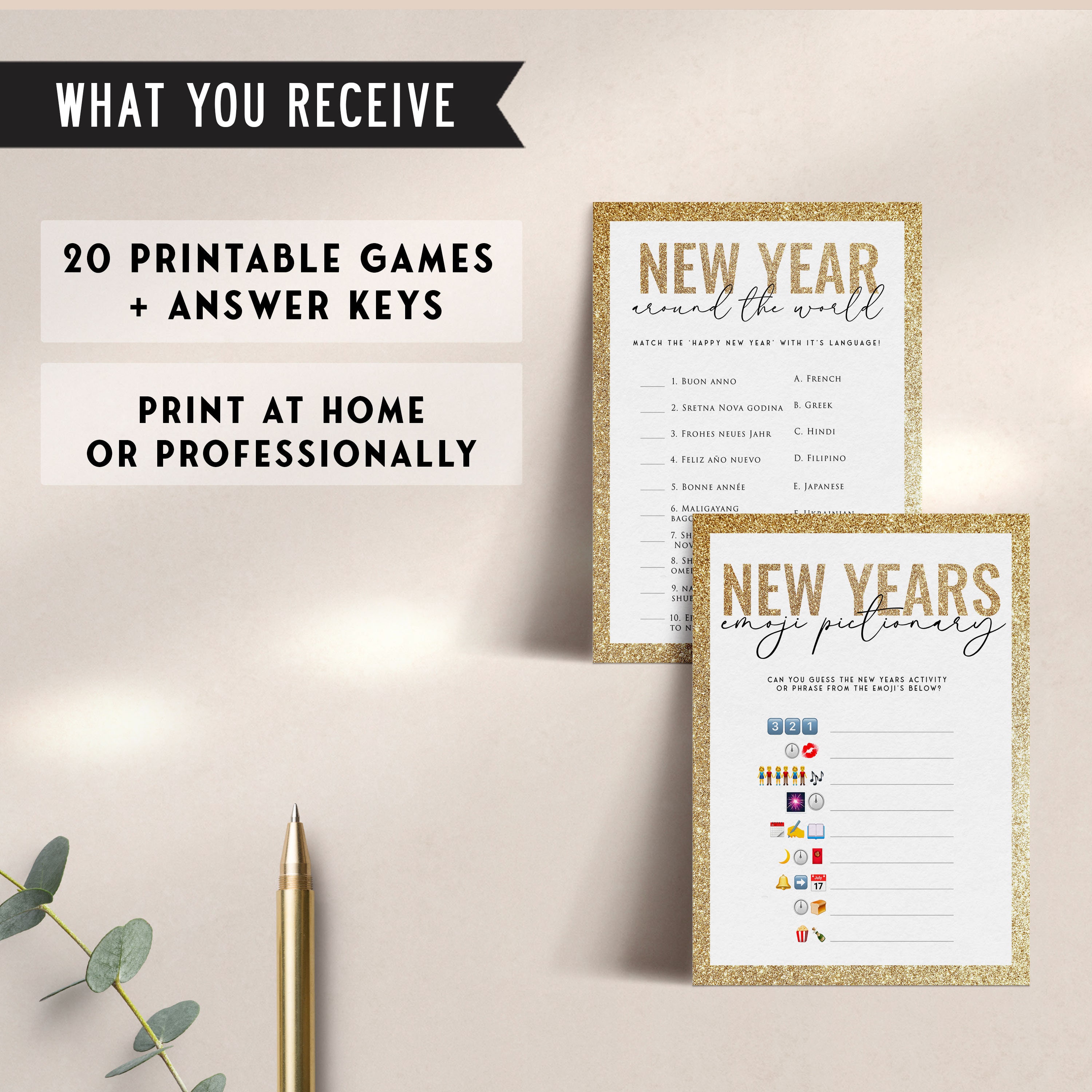 20 New Years Game Bundle Printable Family Games Virtual - Etsy