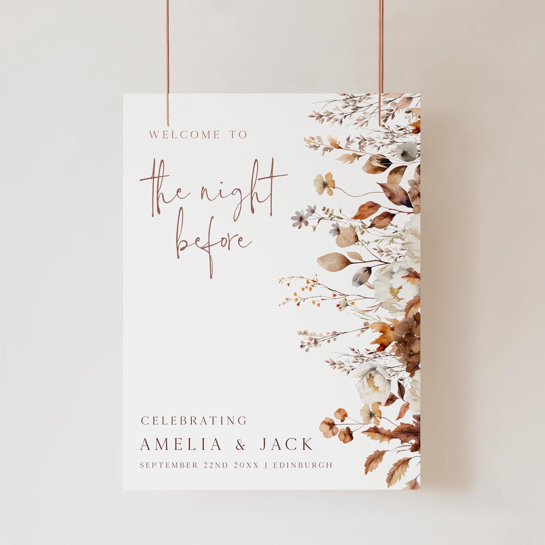 The Night Before Editable Welcome Sign Template, Wedding Rehearsal ...