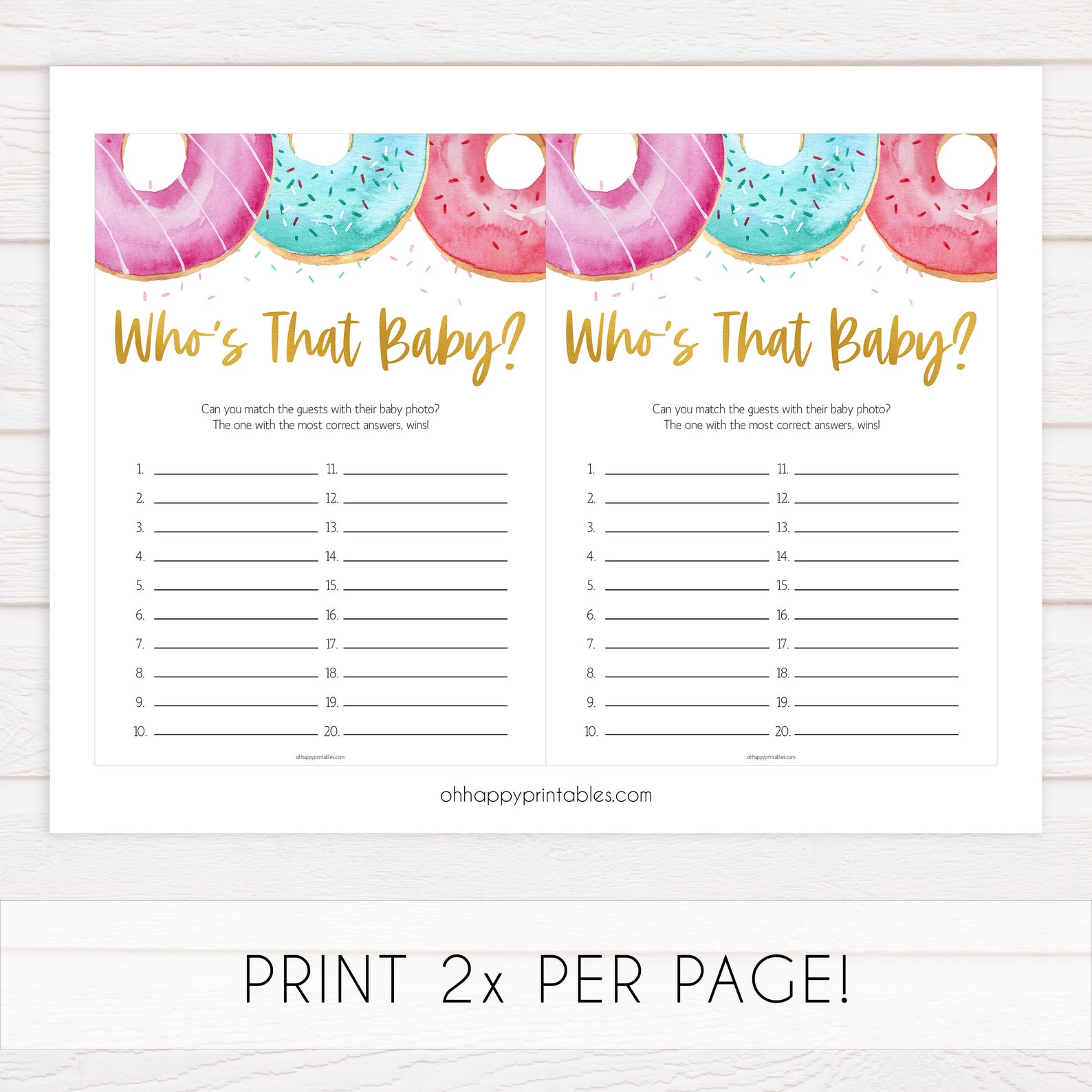 Whos That Baby Game Printable Baby Shower Games Donut - Etsy UK