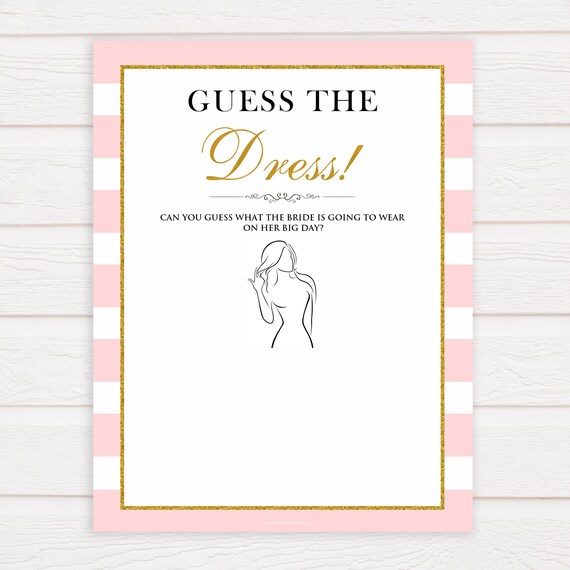 Guess the Dress Bride Paris Games Gold Bridal Shower Games | Etsy