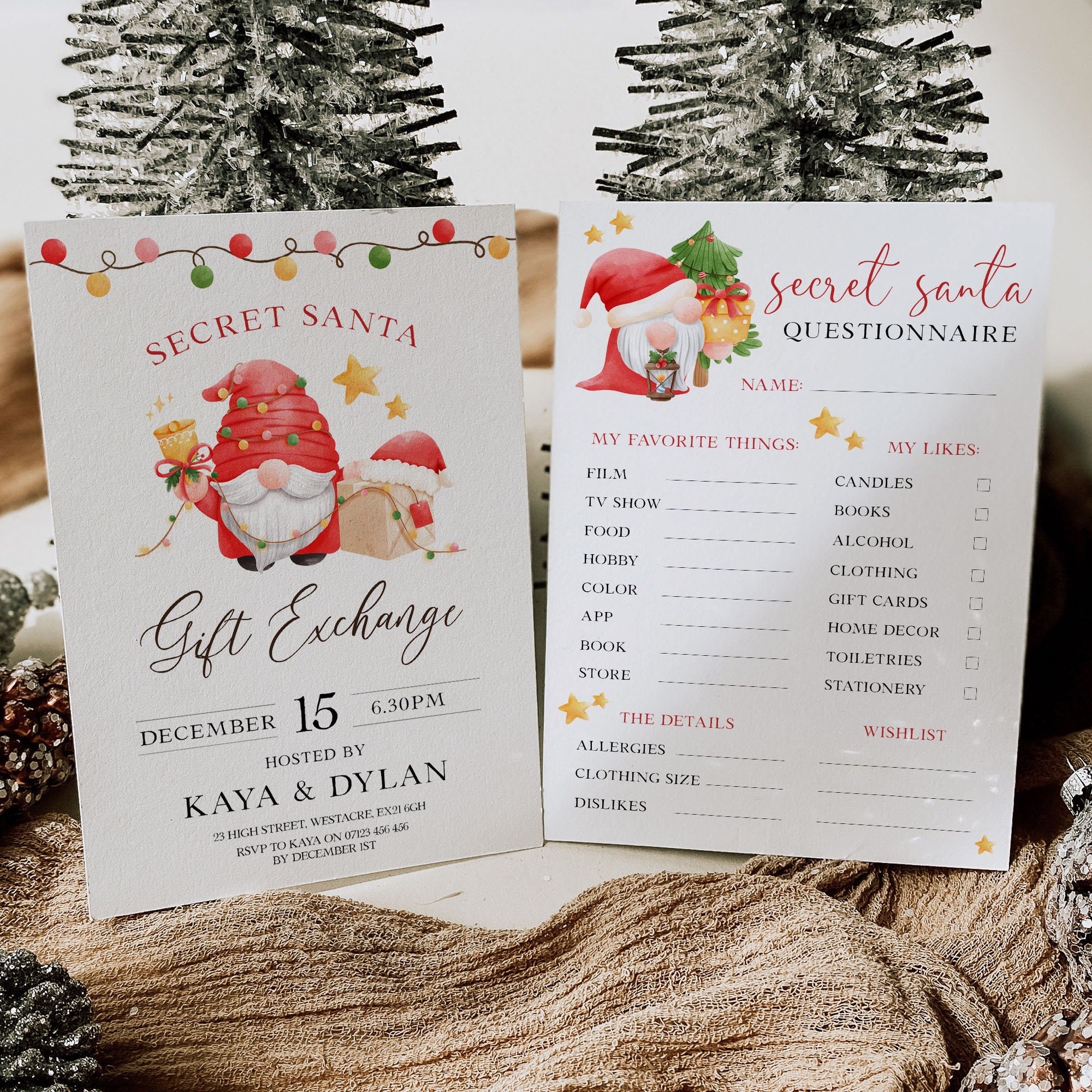 Secret Santa Template Bundle Christmas Gnome Secret Santa - Etsy