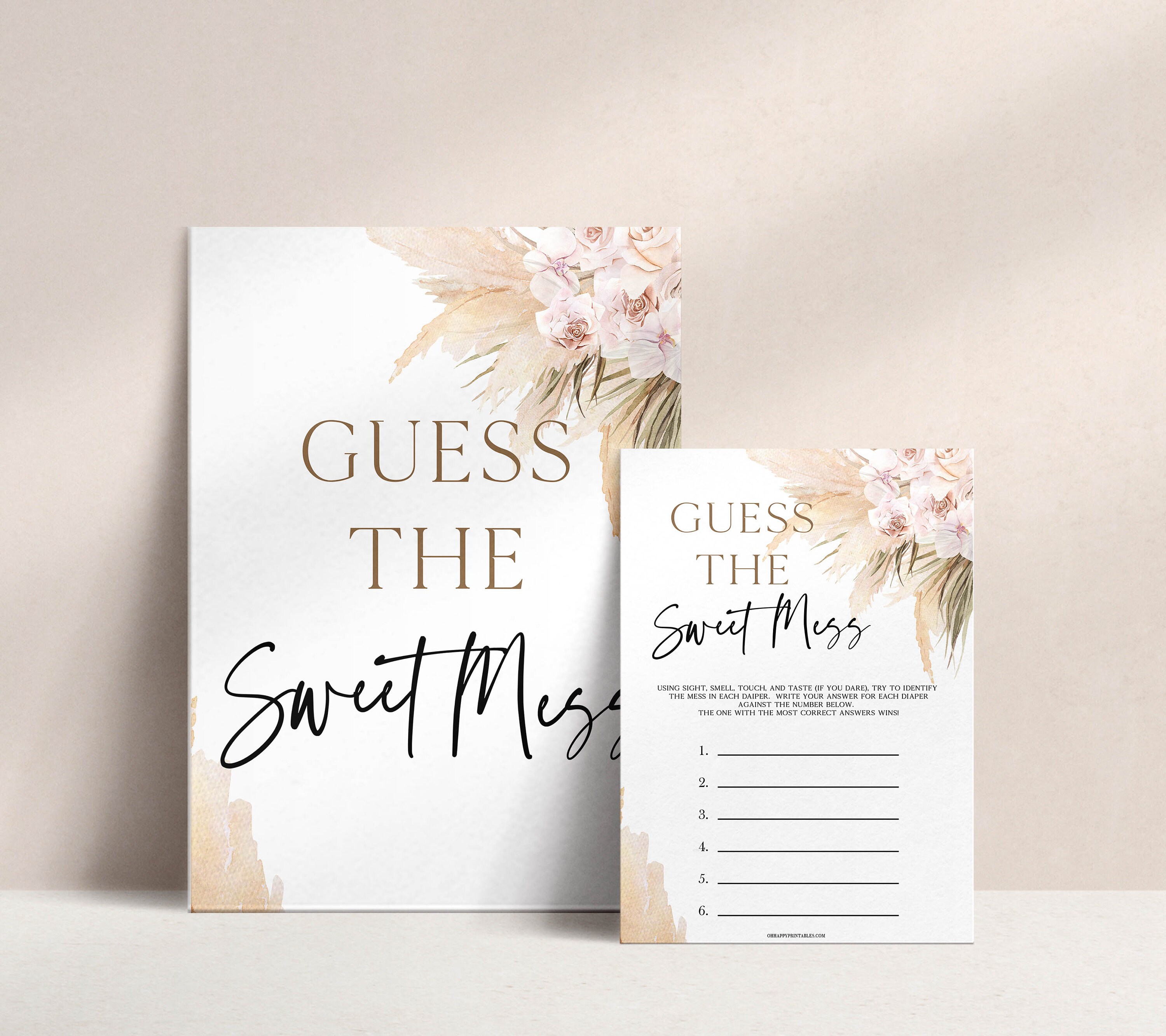 Guess the Mess Game Printable Baby Shower Games Pampas Baby - Etsy