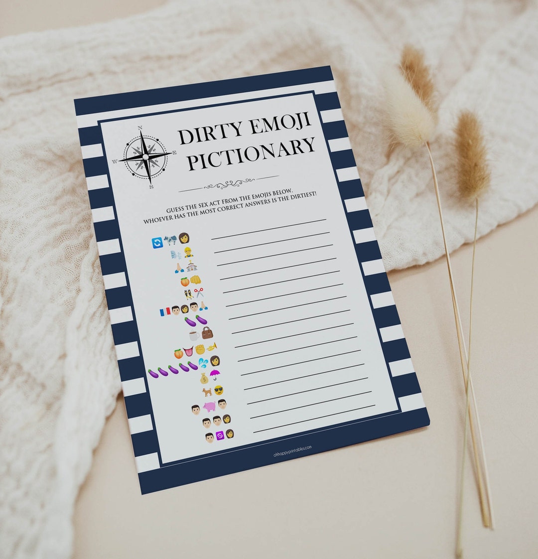 Dirty Emoji Pictionary, Nautical Bachelorette Game, Funny Bachelorette ...