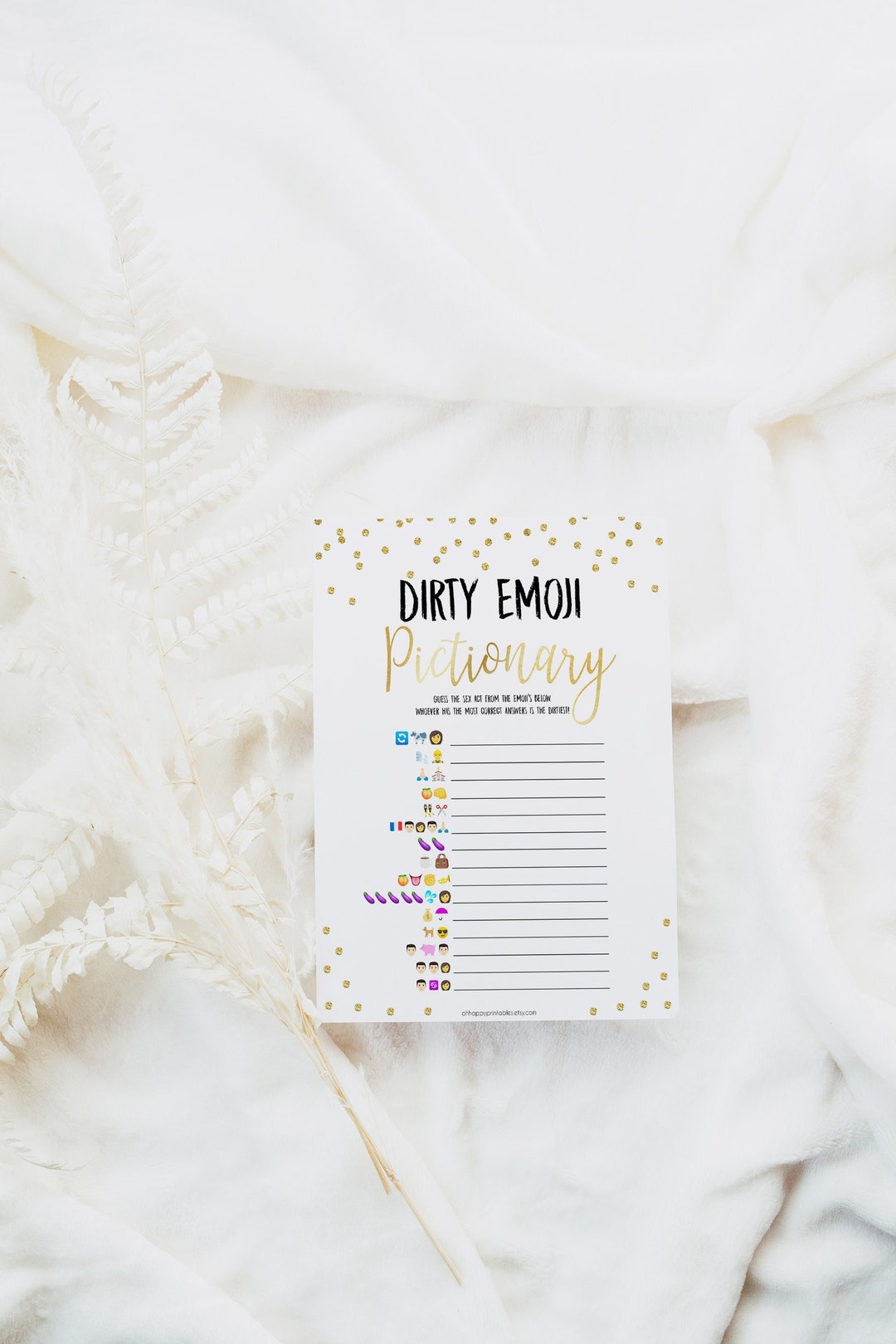 Dirty Emoji Pictionary, Bachelorette Party Games, Gold Confetti ...