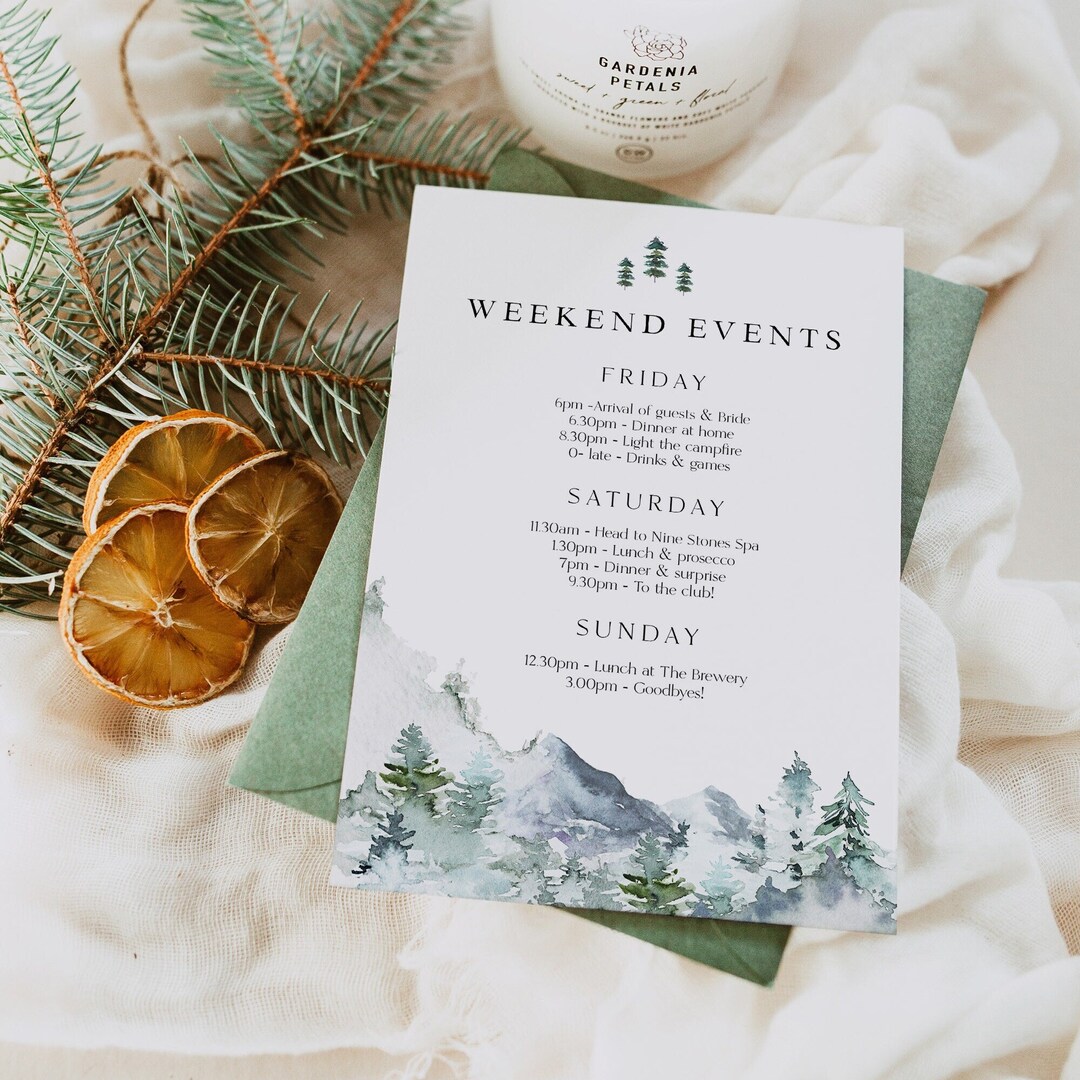 OREGON Mountain Itinerary Template, Bachelorette Weekend Itinerary, Hen ...