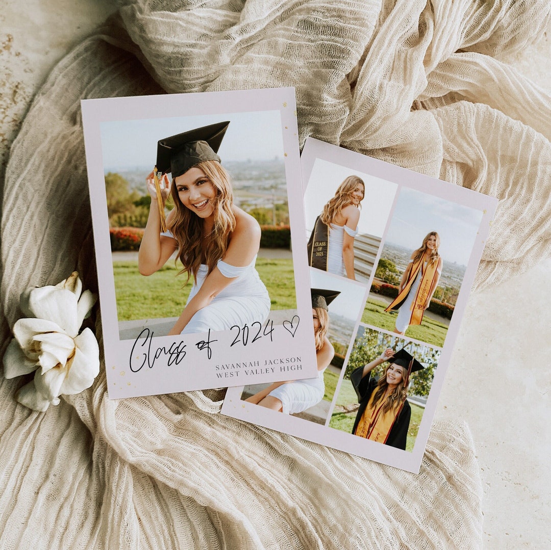 Pink Graduation Announcement Card Template, Senior Graduation ...