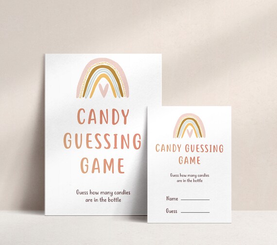 Boho Rainbow Baby Shower Candy Guessing Game Printable Baby - Etsy