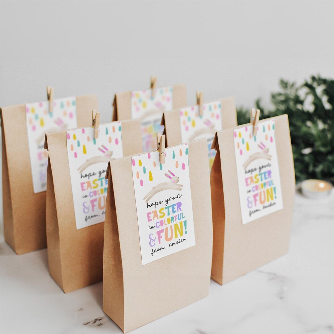 Colorful Rabbit Easter Hunt Favor Tags Editable Fun Easter Egg Hunt ...