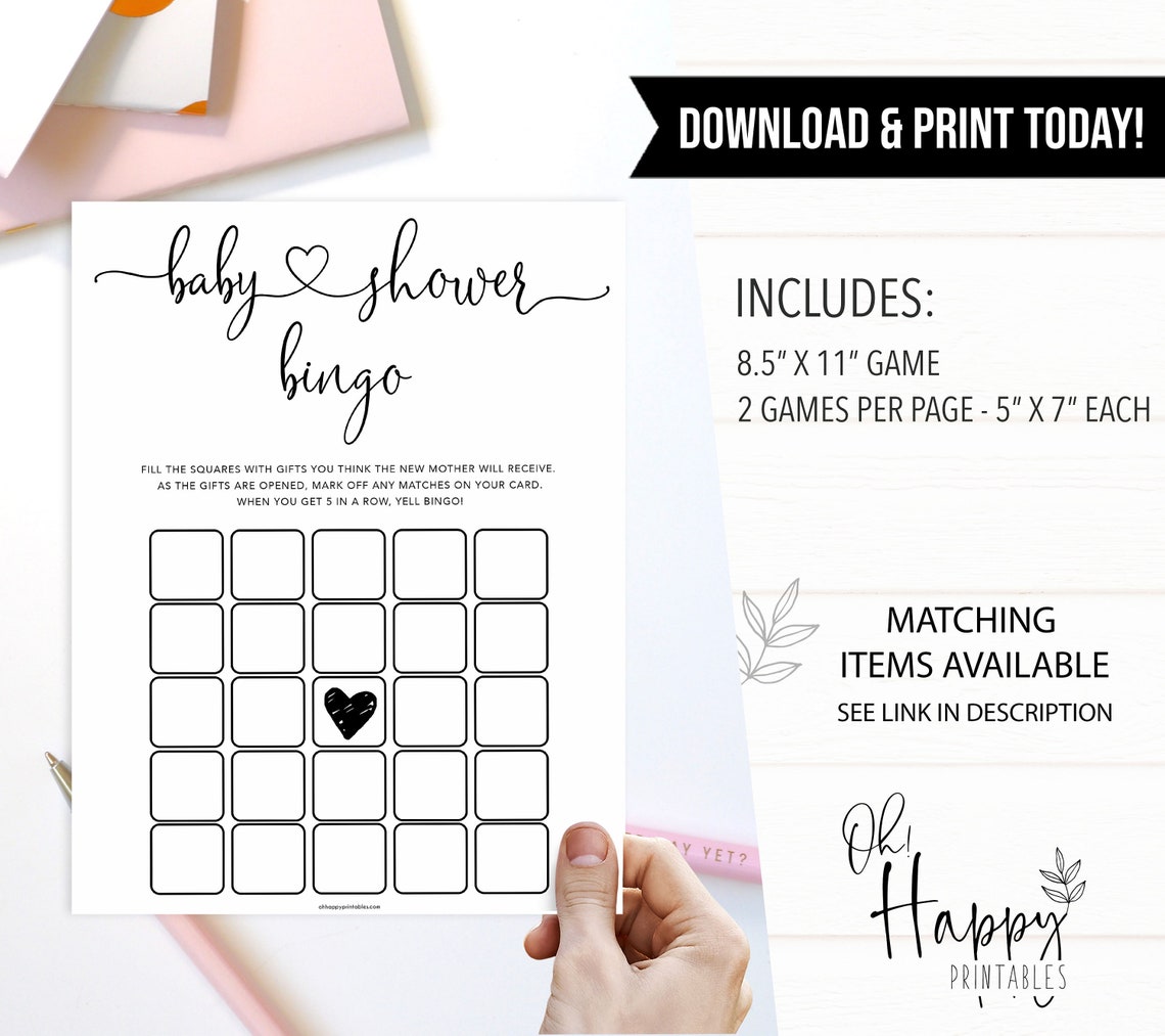 Baby Shower Games Baby Shower Bingo Game Baby Bingo - Etsy