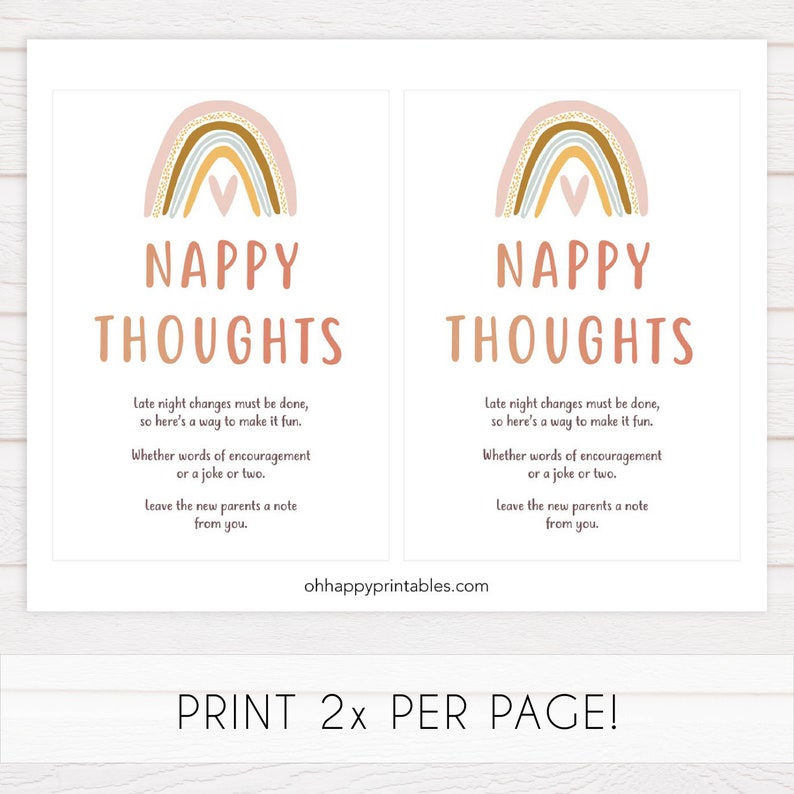 Boho Rainbow Baby Shower, Nappy Thoughts, Printable Baby Shower Games ...