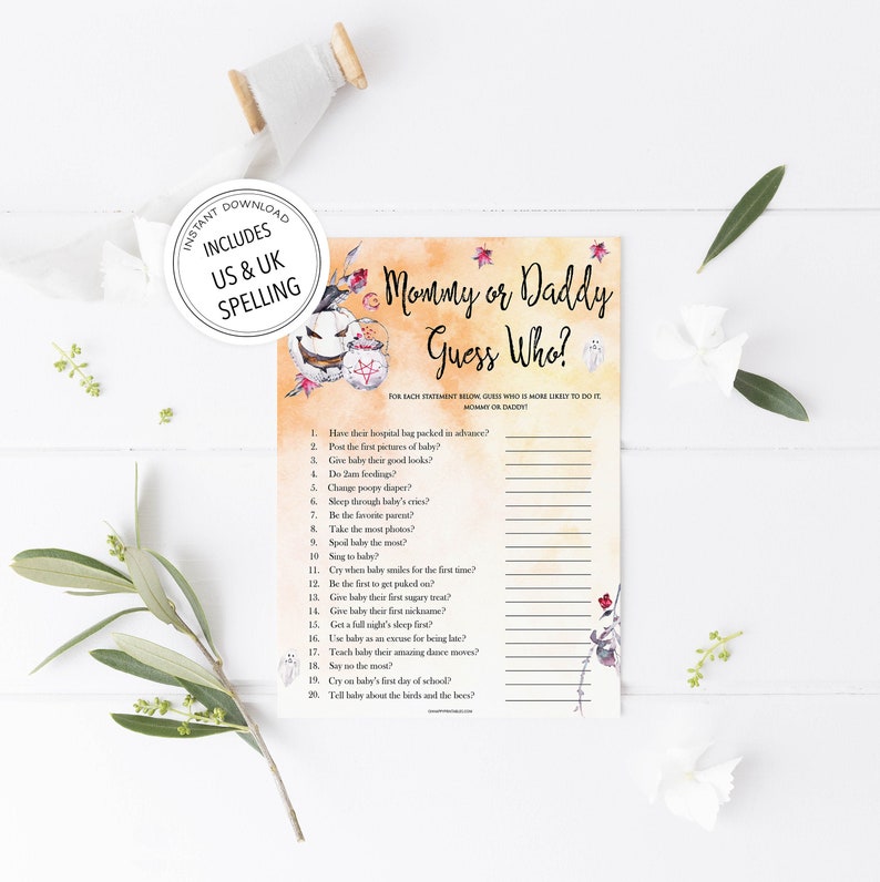 Halloween Baby Shower Mommy or Daddy Guess Who Baby Game - Etsy