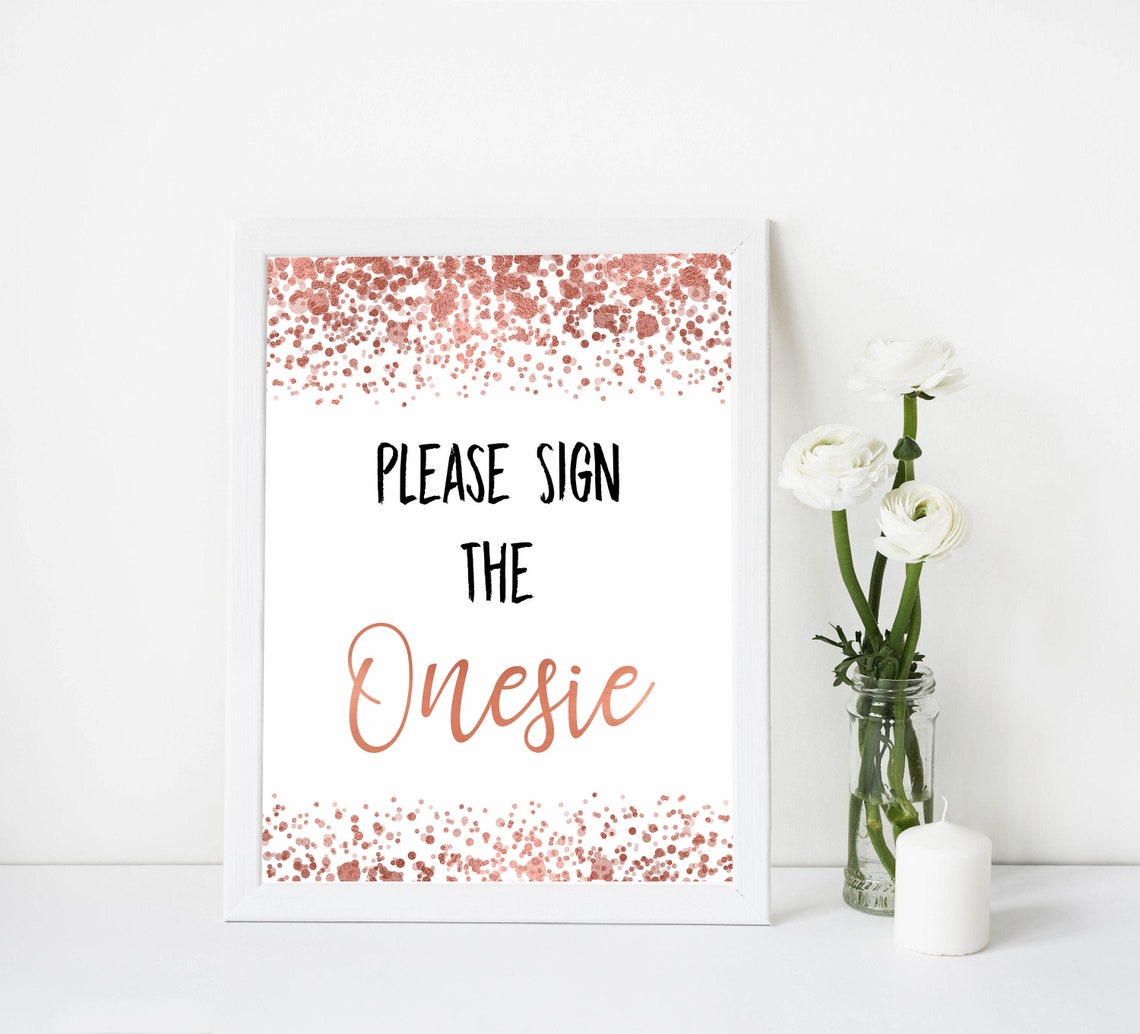 Please Sign the Onesie Sign Printable Baby Shower Games Rose - Etsy