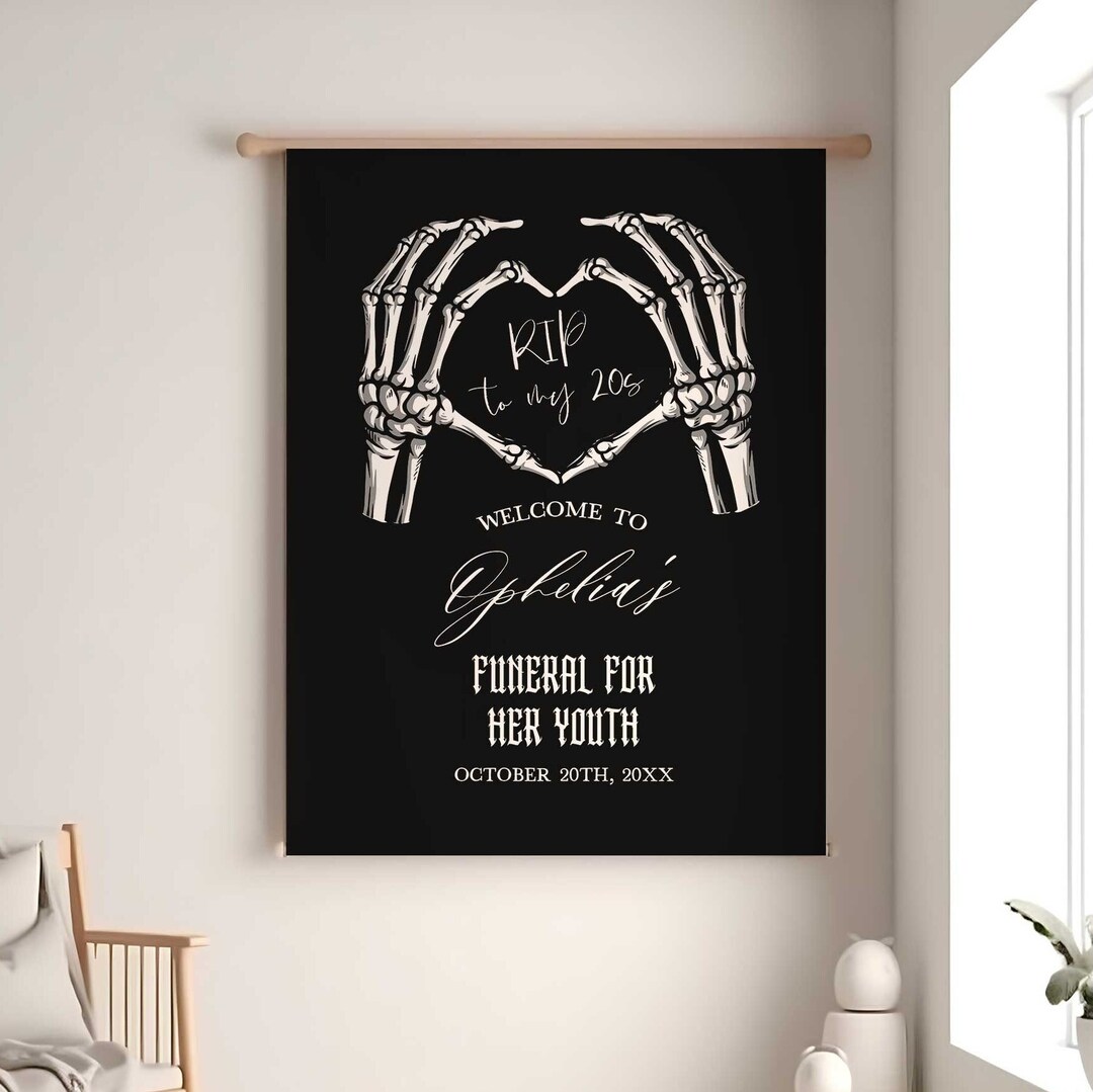 Death to My 20s Birthday Backdrop, RIP Death to My 20s Backdrop, Gothic ...