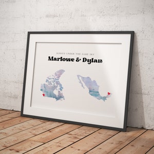 Custom Love Map Printable, Long Distance Relationship Map, Long ...