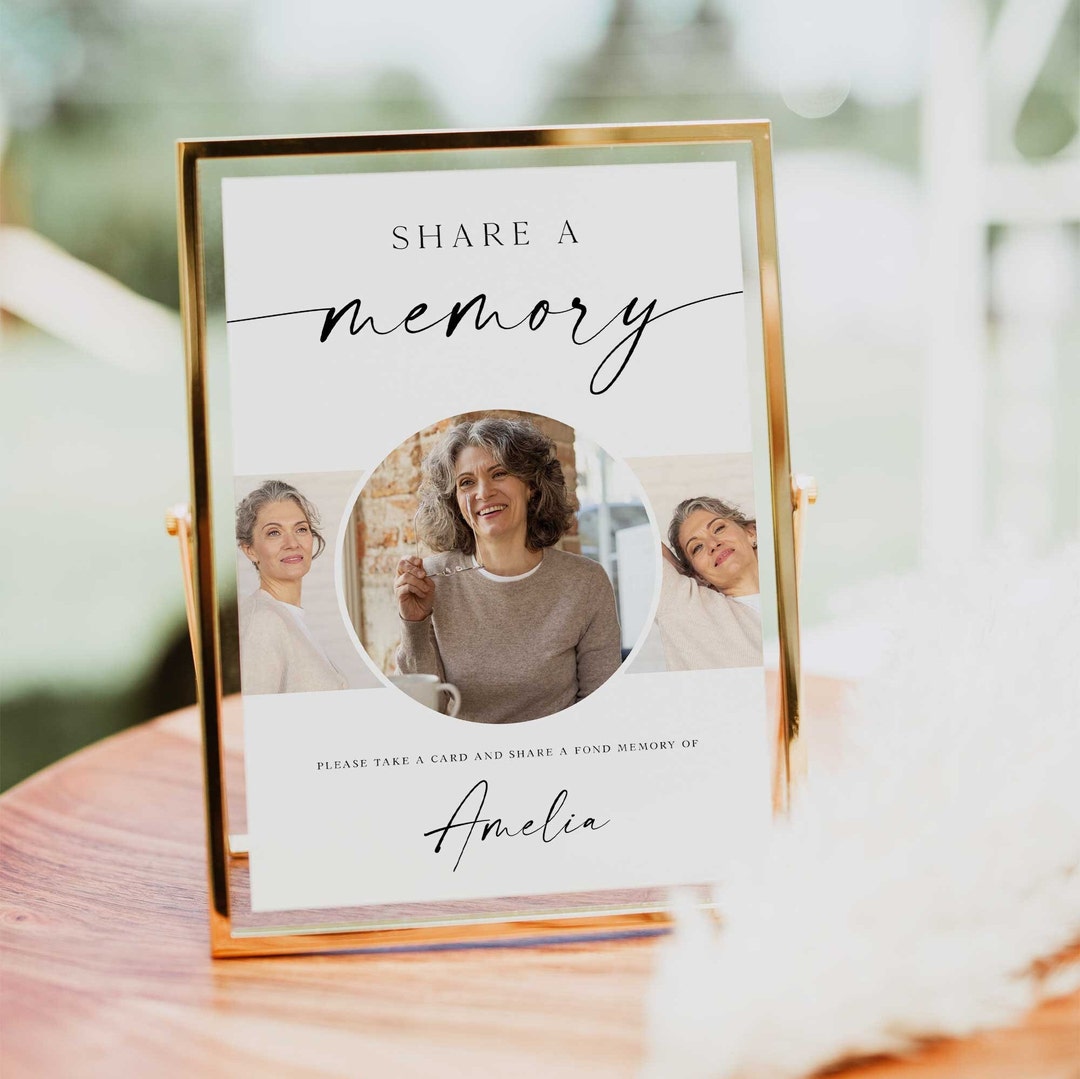 Editable Share a Memory Sign & Cards, Photo Share A Memory Set Template ...
