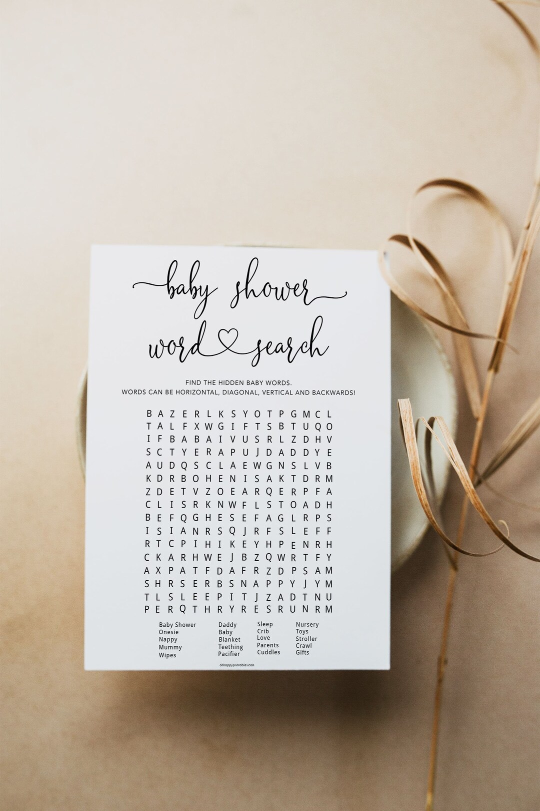 Baby Shower Word Search Game, Baby Shower Games, Baby Word Search ...
